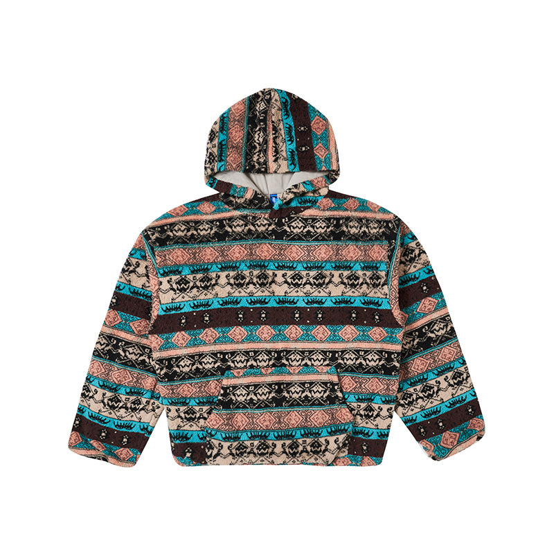 Ethnic Western Aztec Print Fleece Kangaroo Pocket Pullover Hoodie ...