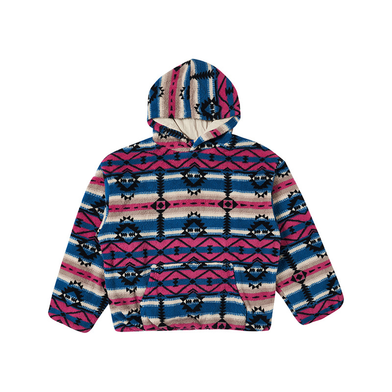 Ethnic Western Aztec Print Fleece Kangaroo Pocket Pullover Hoodie ...