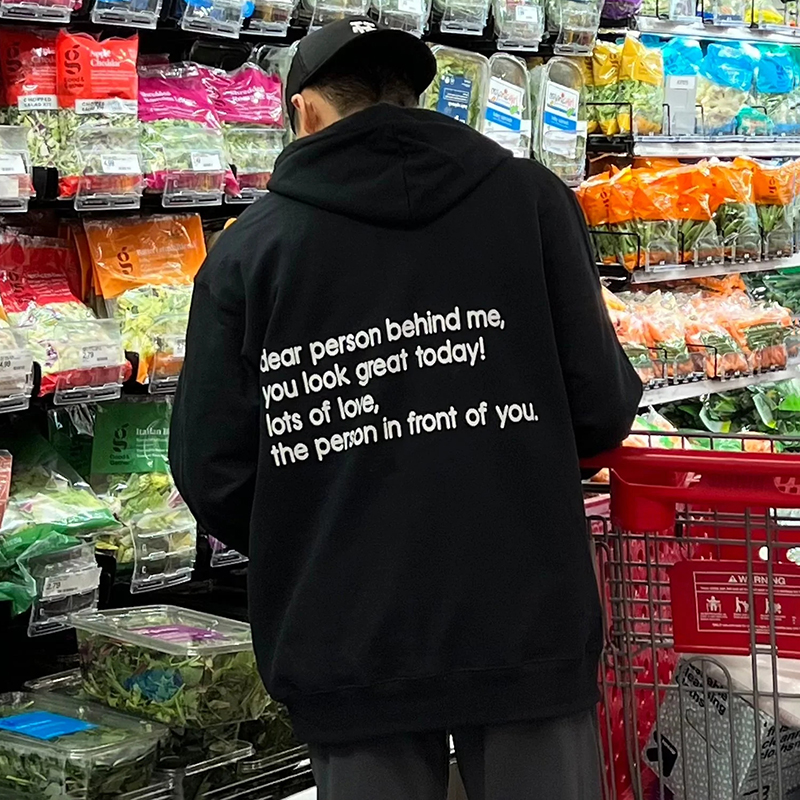 Positive Energy Letter Print Hoodie - Helloice Apparel