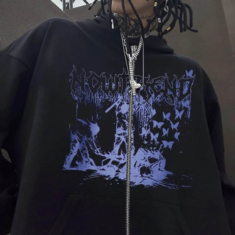 Unisex Goth Zip Hoodie - Helloice Apparel
