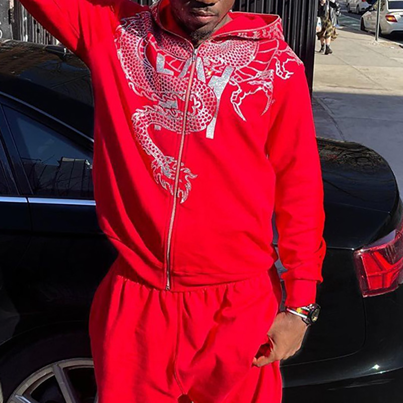 Zipper Cardigan Dragon Print Hoodie - Helloice Apparel