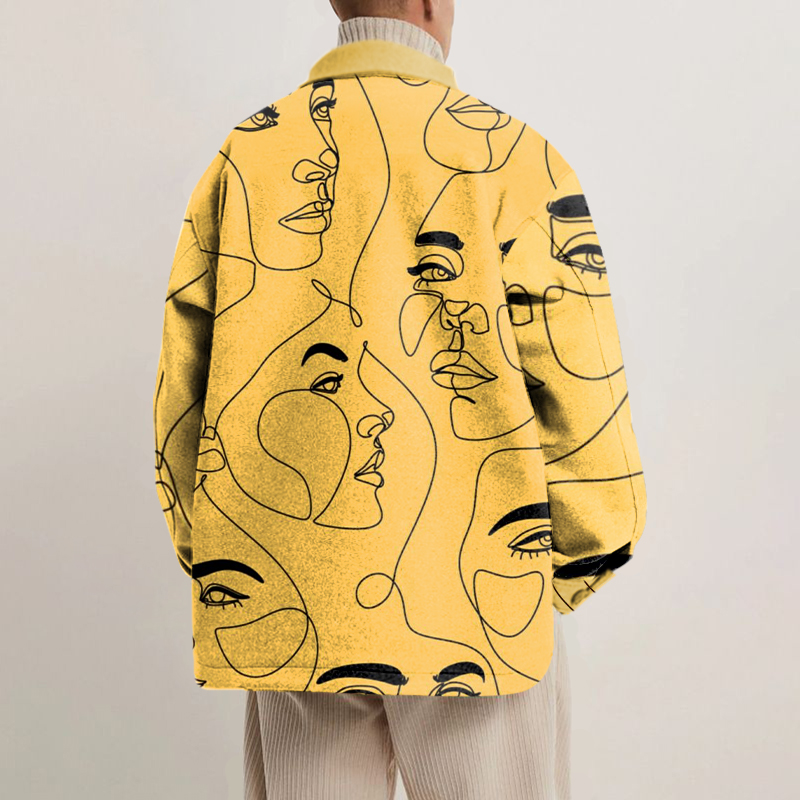 Irregular Face Print Shirt Jacket - Helloice Apparel
