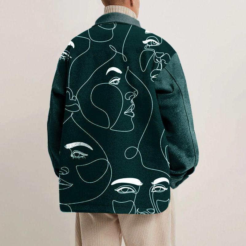 Irregular Face Print Shirt Jacket - Helloice Apparel