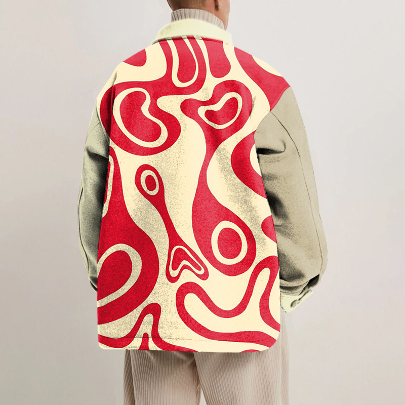 Abstract Wave Print Shirt Jacket - Helloice Apparel