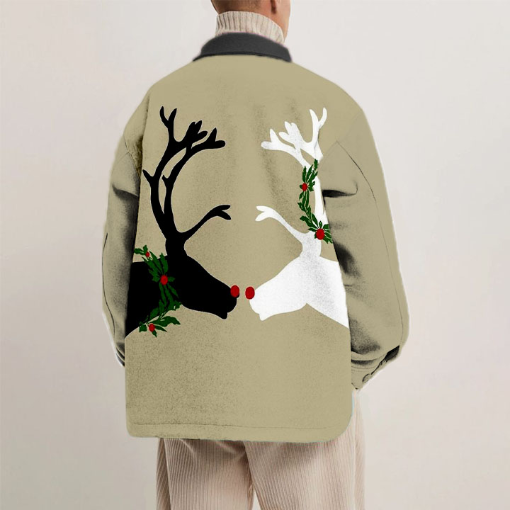 Christmas Elk Print Light Jacket - Helloice Apparel