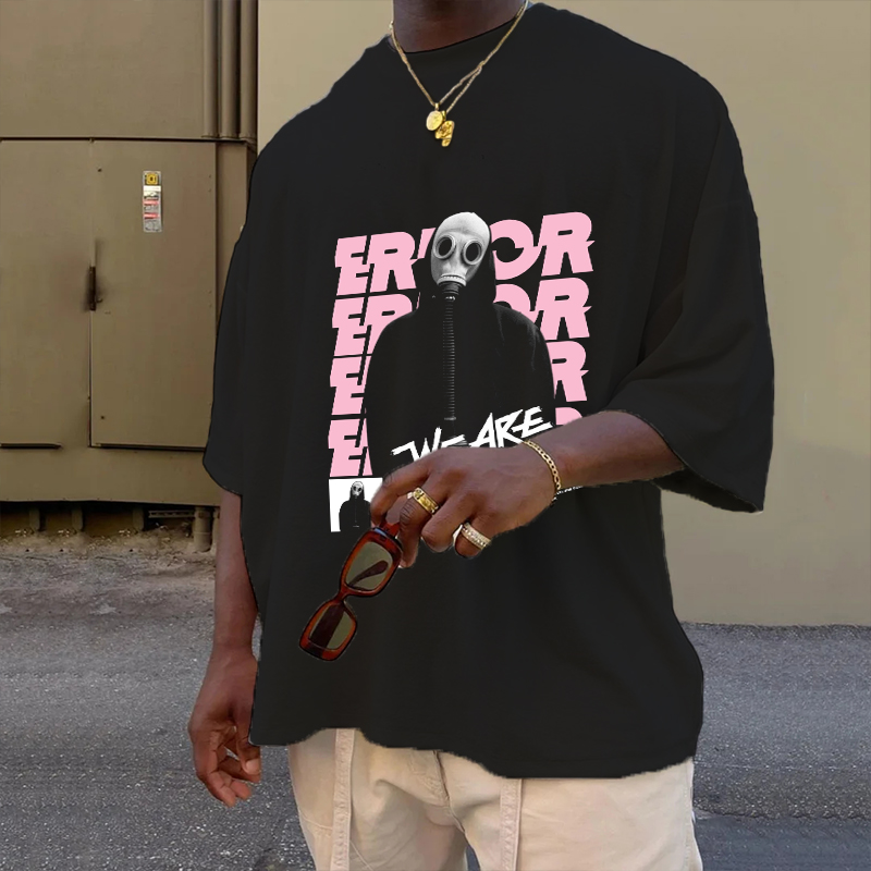 Graphic Tee With Creative Alphabet Stickers - Helloice Apparel