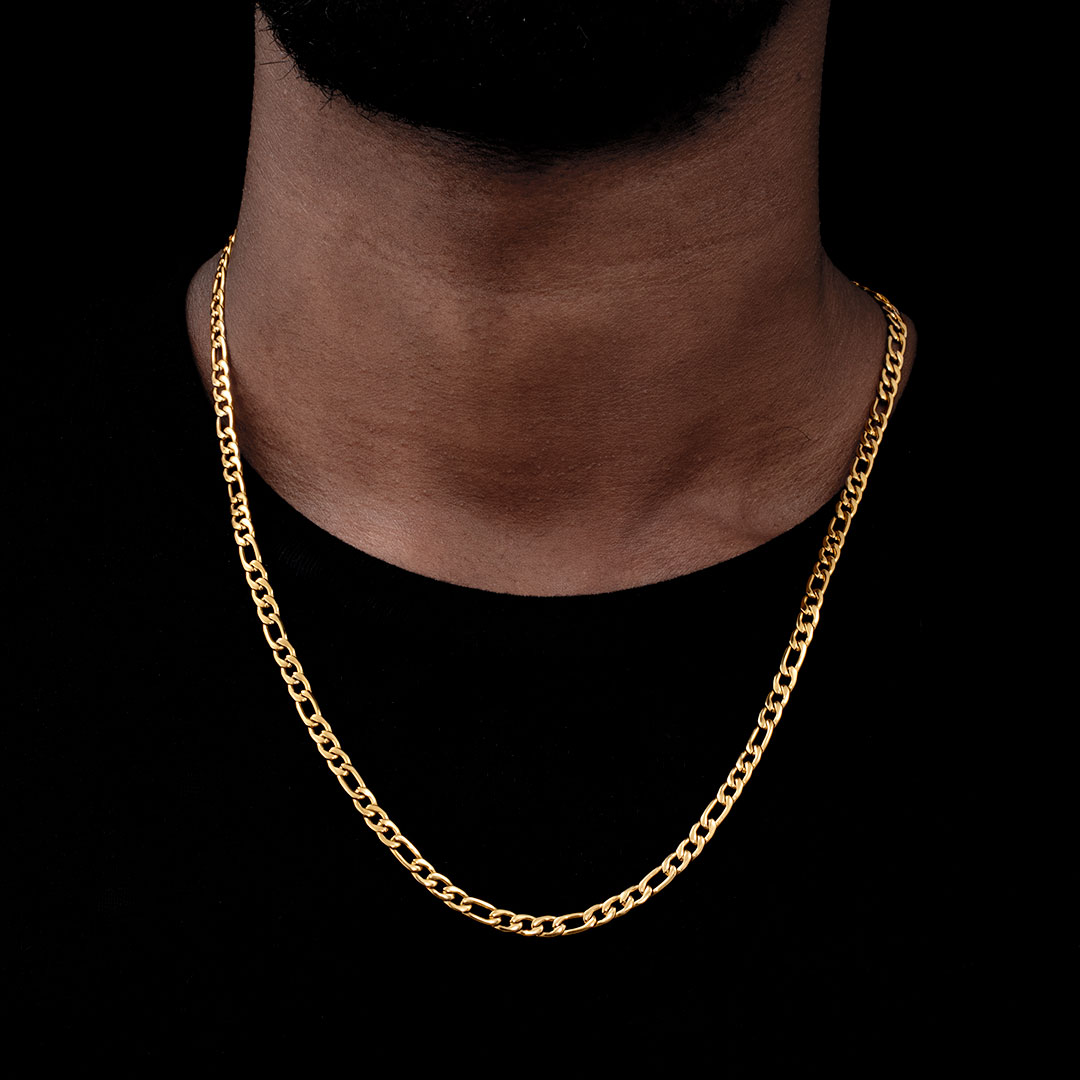 4mm Figaro Chain in Gold - Helloice