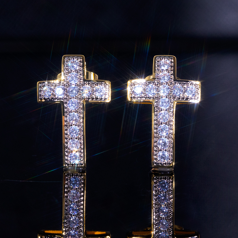 Micro Cross Stud Earrings - Helloice Jewelry