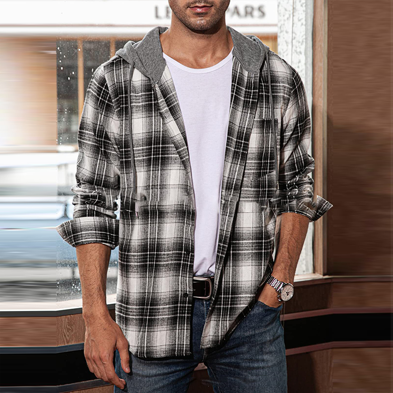 Flannel Plaid Hoodie Shirt - Helloice Apparel