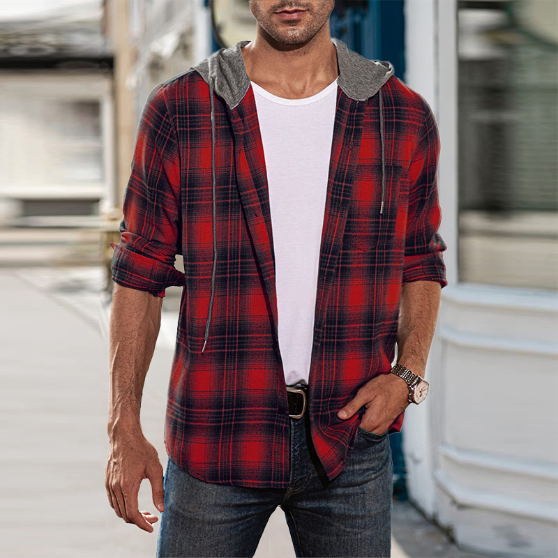 Flannel Plaid Hoodie Shirt - Helloice Apparel