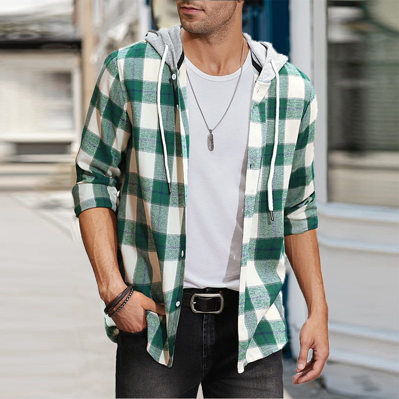 Flannel Plaid Hoodie Shirt - Helloice Apparel