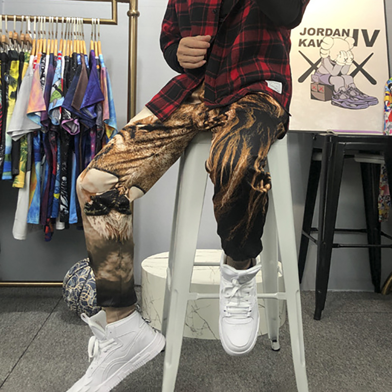 Lion Print Sports Casual Pants - Helloice Apparel