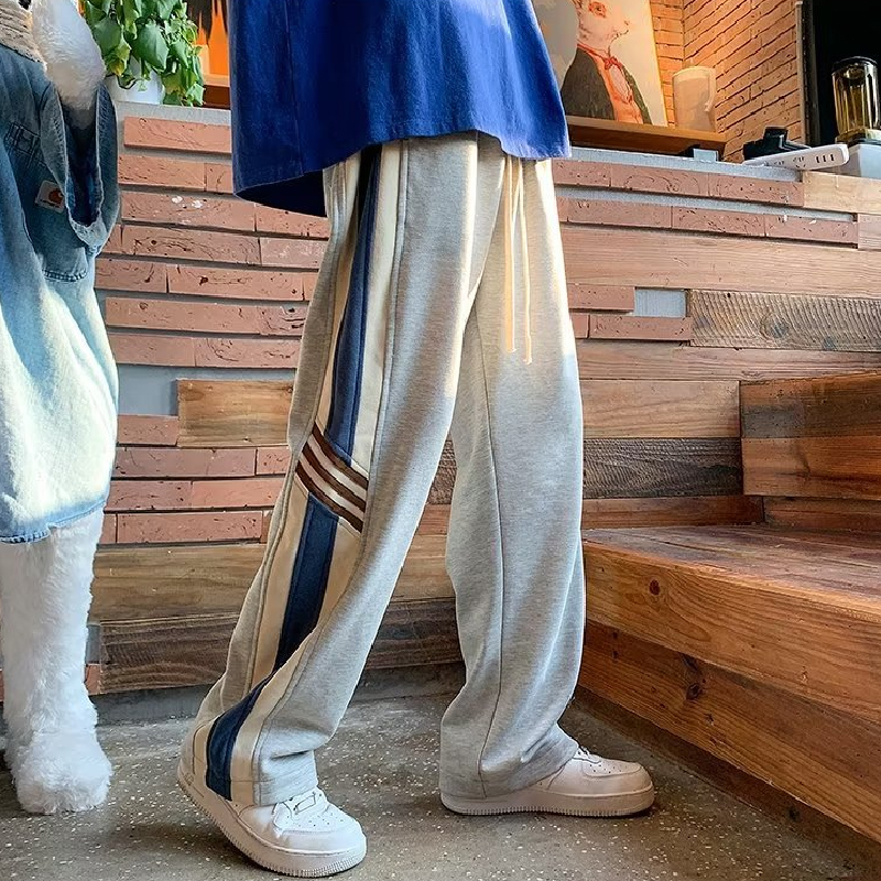 Loose Style Contrast Patchwork Wide-Leg Pants - Helloice Apparel