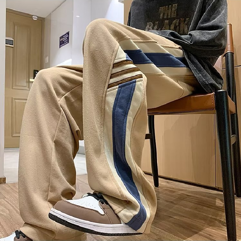 Loose Style Contrast Patchwork Wide-Leg Pants - Helloice Apparel