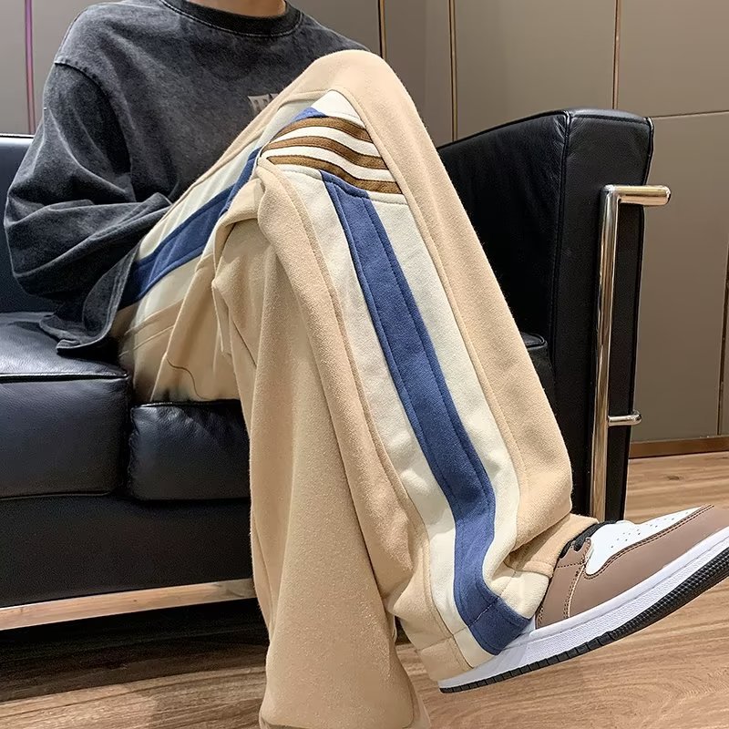 Loose Style Contrast Patchwork Wide-Leg Pants - Helloice Apparel