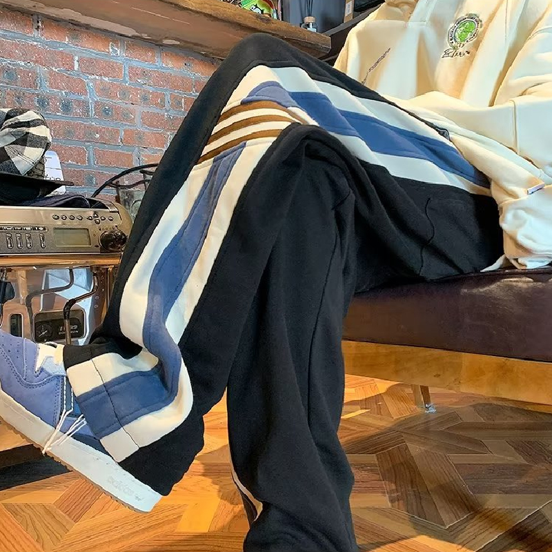 Loose Style Contrast Patchwork Wide-Leg Pants - Helloice Apparel