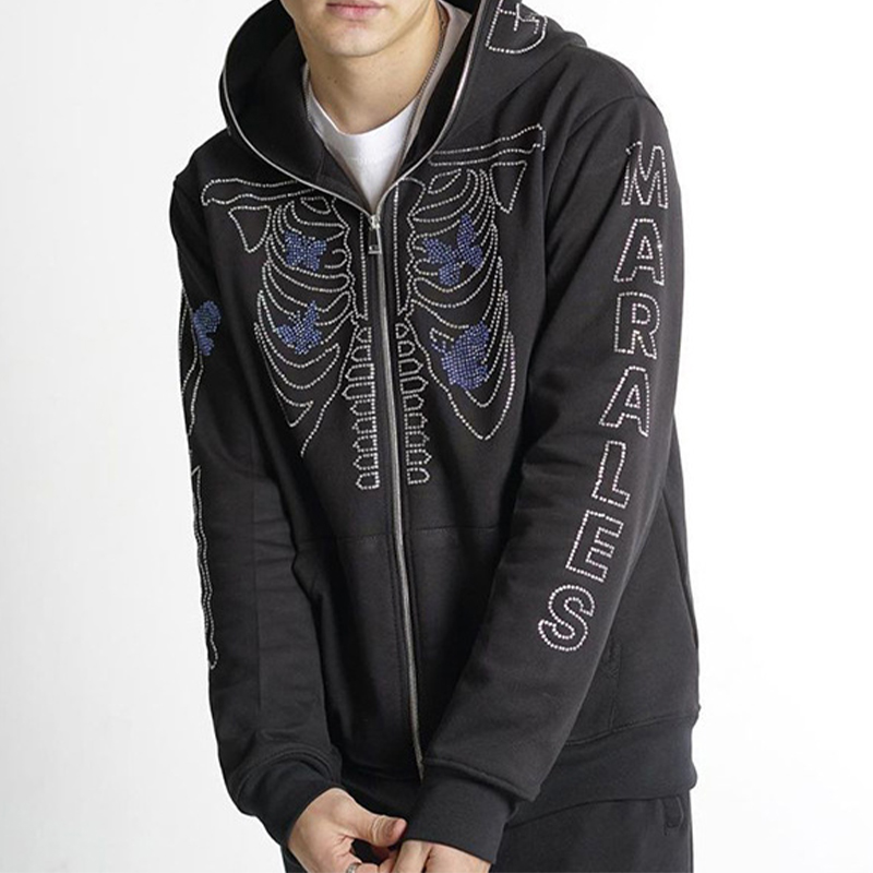 Y2K Rhinestone Loose Hoodie - Helloice Apparel