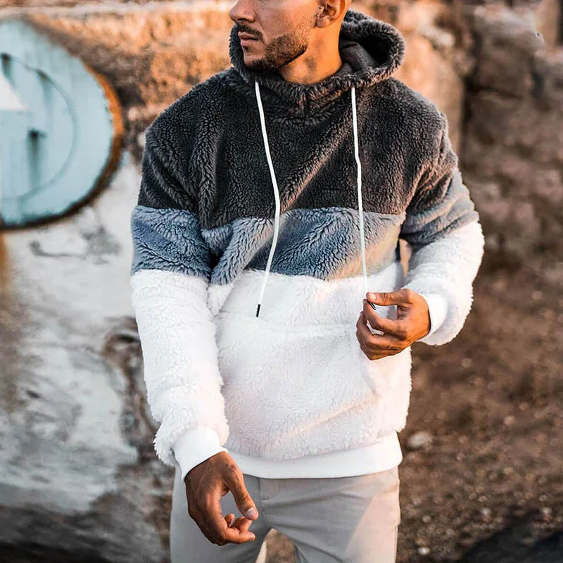 Hooded Plush Colorblock Athletic Hoodie - Helloice Apparel