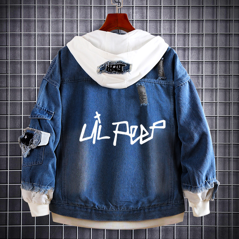 LilPeep Printed Ripped Denim Jacket - Helloice Apparel