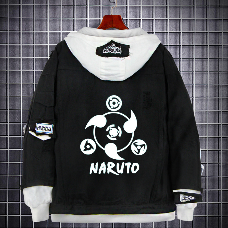 Animation Printed Distressed Denim Jacket - Helloice Apparel