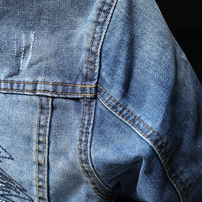 Heavy Washed Savage Embroidered Denim Jacket - Helloice Apparel