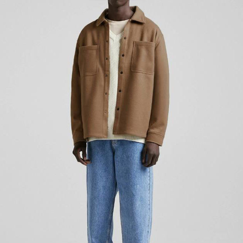 Loose Solid Color Patch Pocket Jacket - Helloice Apparel