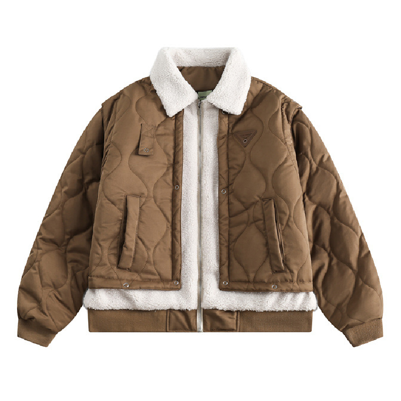 Lambswool Patchwork Lapel Thermal Jacket - Helloice Apparel