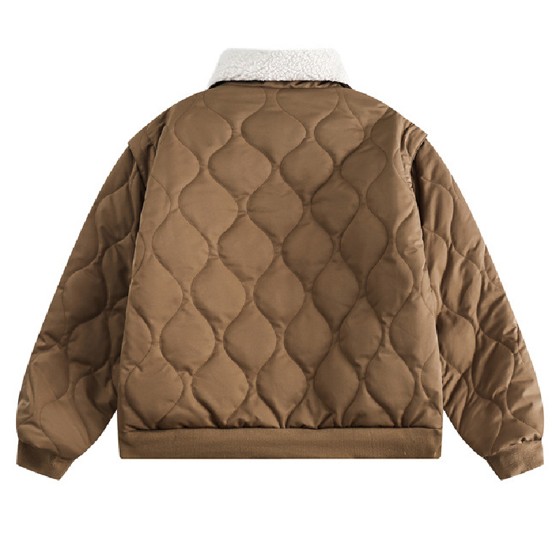 Lambswool Patchwork Lapel Thermal Jacket - Helloice Apparel