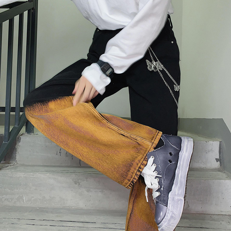 New Tie-dye Orange Street Jeans - Helloice Apparel