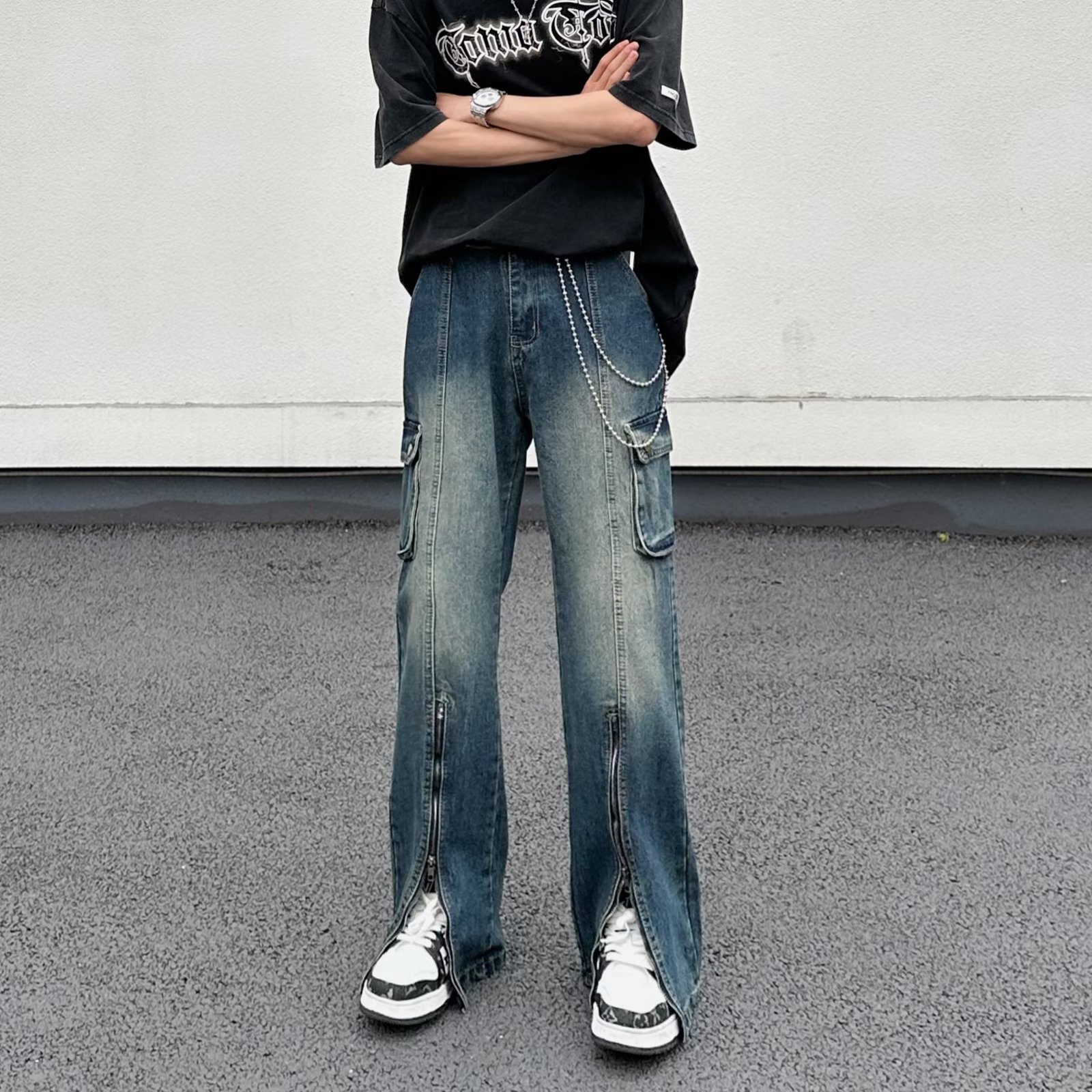 Statement Ripped Zip Jeans - Helloice Apparel
