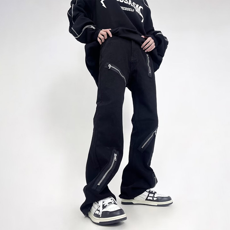 Statement Zip-Up Jeans - Helloice Apparel