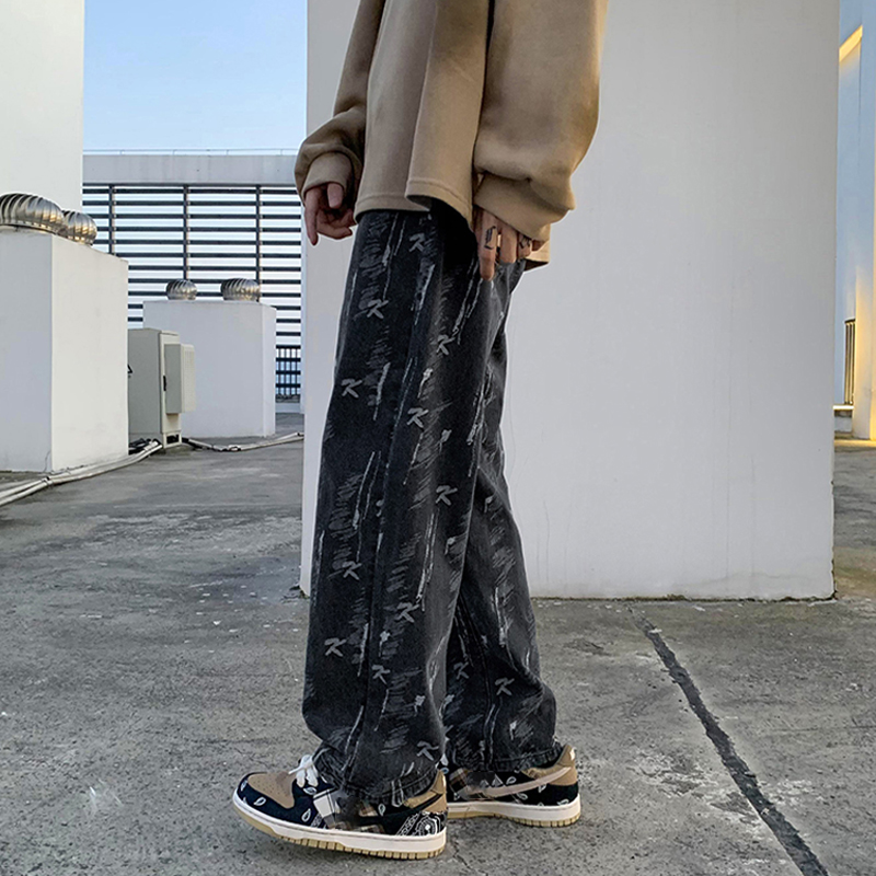 Vintage Thin Printed Jeans - Helloice Apparel
