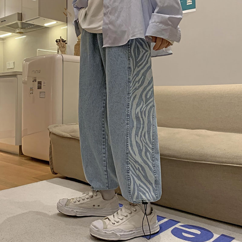Side Ripple Print Jeans - Helloice Apparel