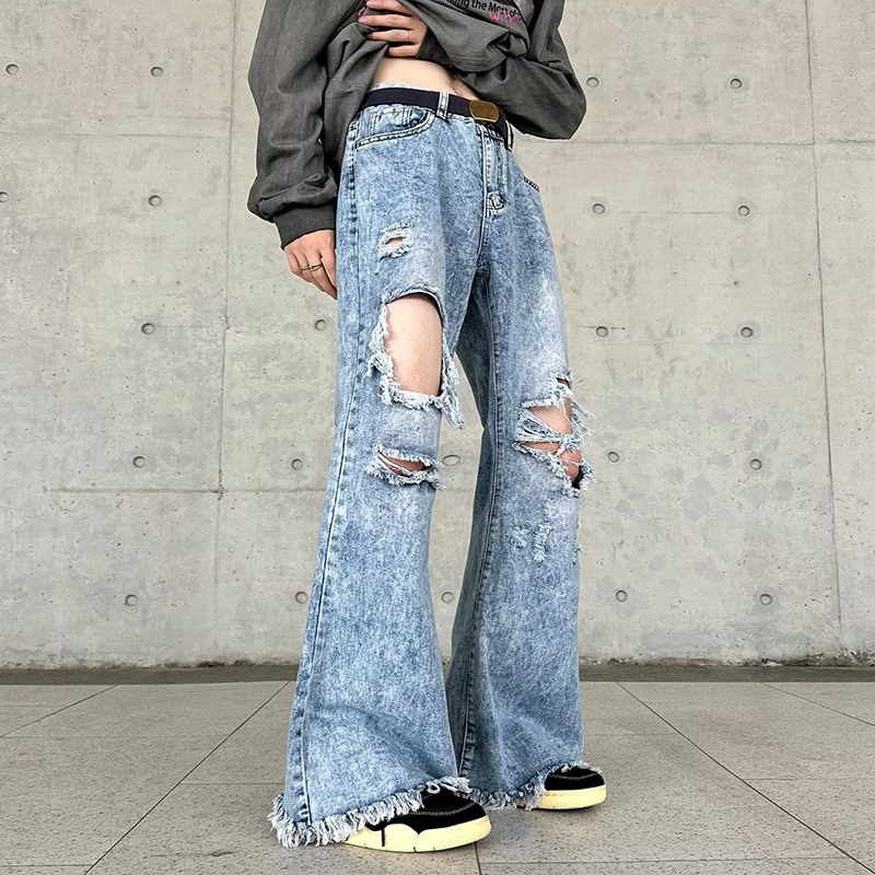West Coast Ripped Flared Jeans - Helloice Apparel