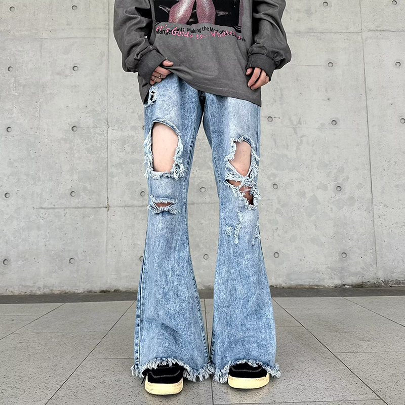 West Coast Ripped Flared Jeans - Helloice Apparel