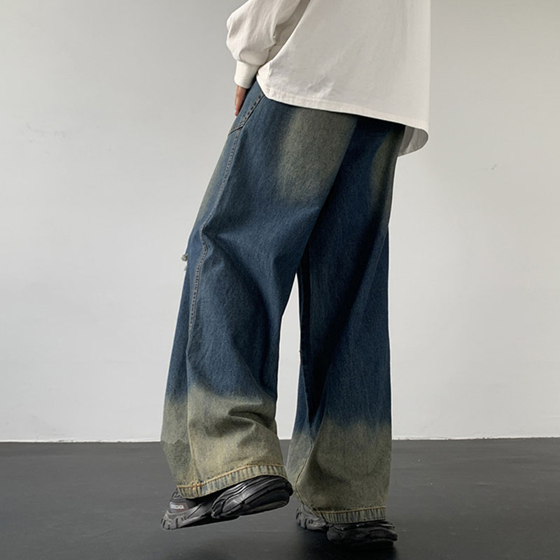 Gradient Retro Blue Ripped Jeans - Helloice Apparel