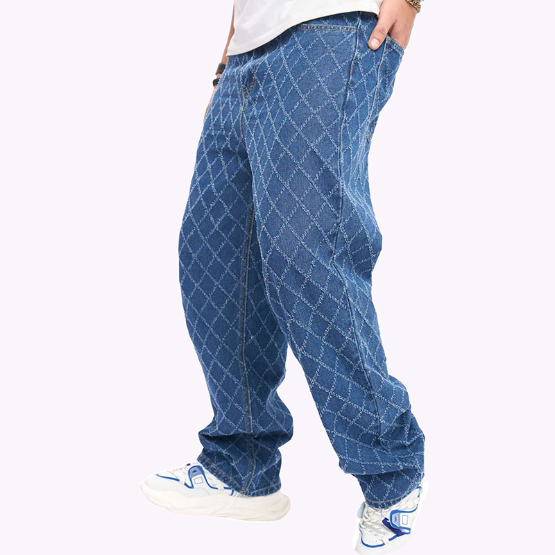 Street Grid Print Lounge Jeans - Helloice Apparel