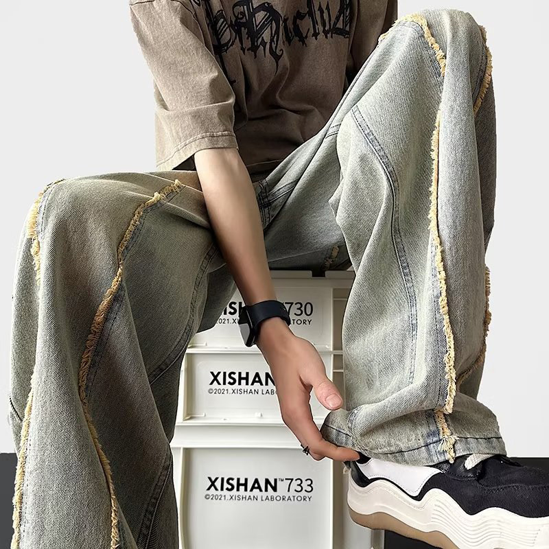 Raw Edge Washed Gradient Jeans - Helloice Apparel