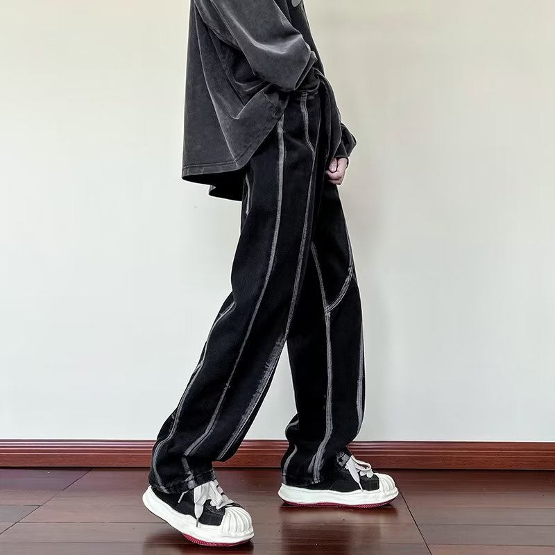 Striped Contrast Deconstructed Patchwork Jeans - Helloice Apparel