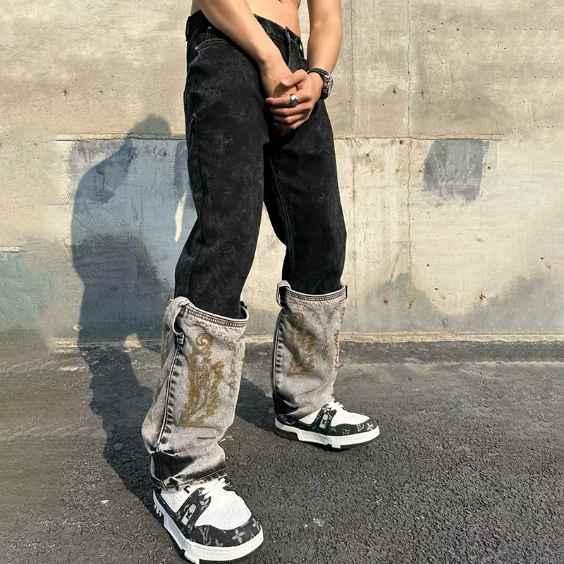 Vintage Embroidered Patchwork Jeans - Helloice Apparel