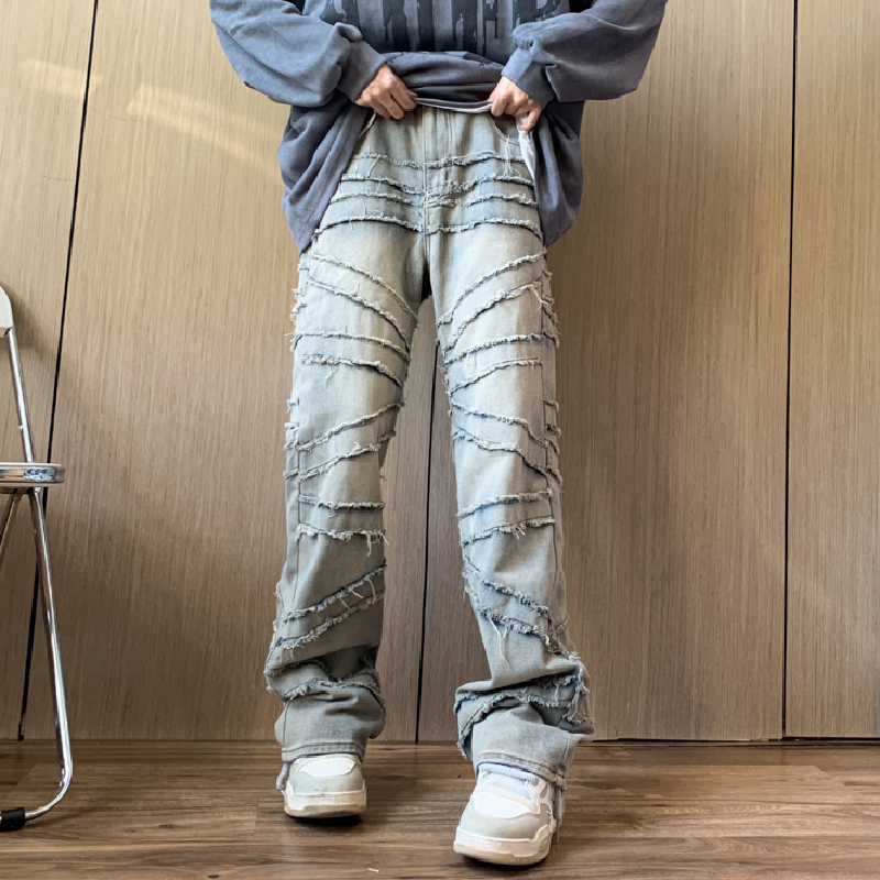 Vintage Washed Ripped Micro-Flare Jeans - Helloice Apparel