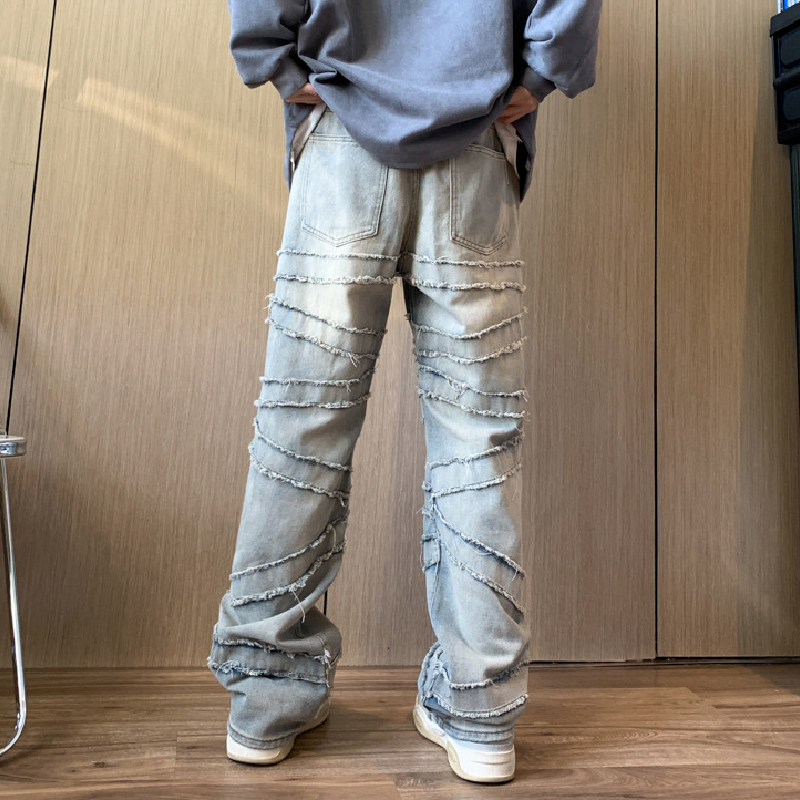 Vintage Washed Ripped Micro-Flare Jeans - Helloice Apparel