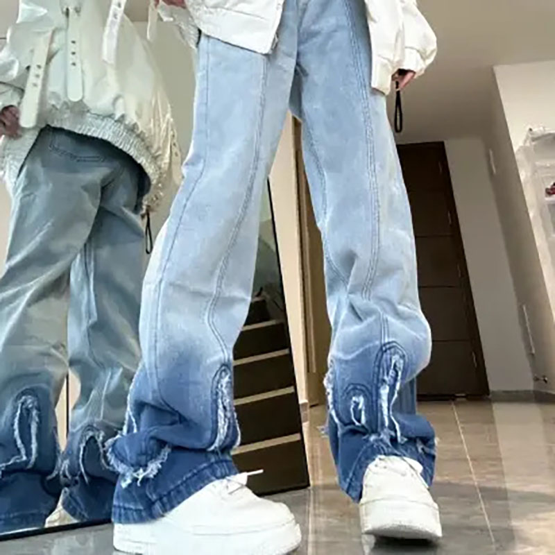 Gradient Patchwork Straight Jeans - Helloice Apparel