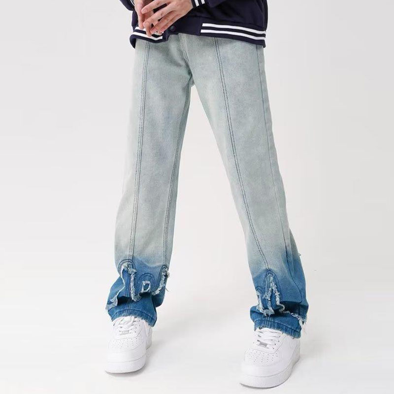 Gradient Patchwork Straight Jeans - Helloice Apparel