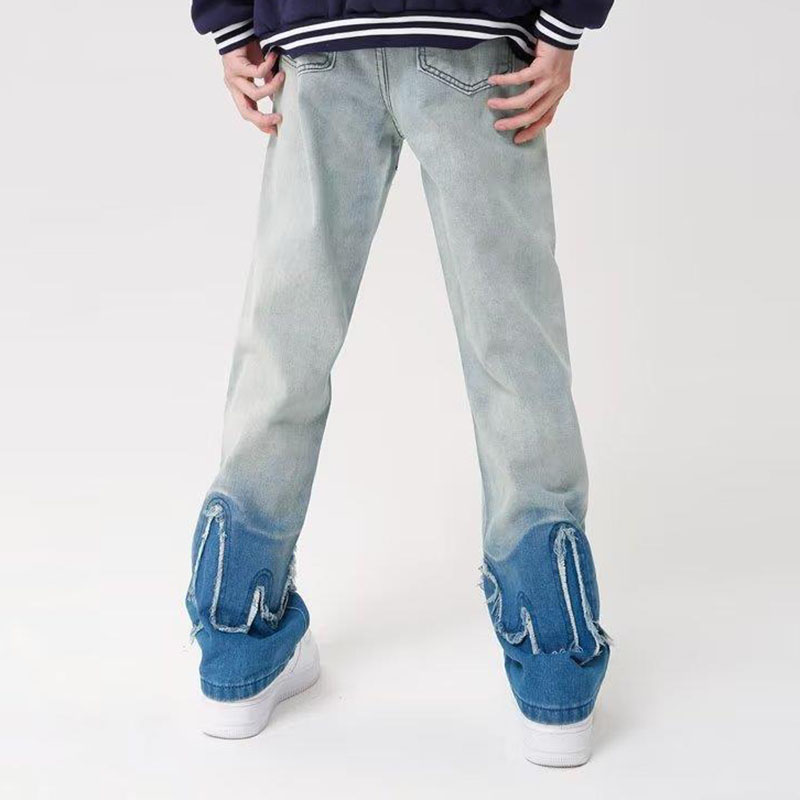 Gradient Patchwork Straight Jeans - Helloice Apparel