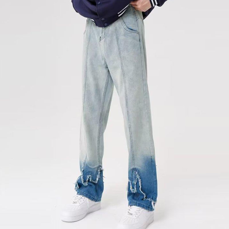 Gradient Patchwork Straight Jeans - Helloice Apparel