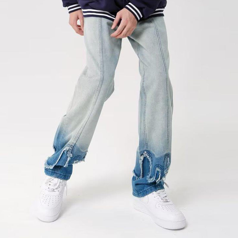 Gradient Patchwork Straight Jeans - Helloice Apparel