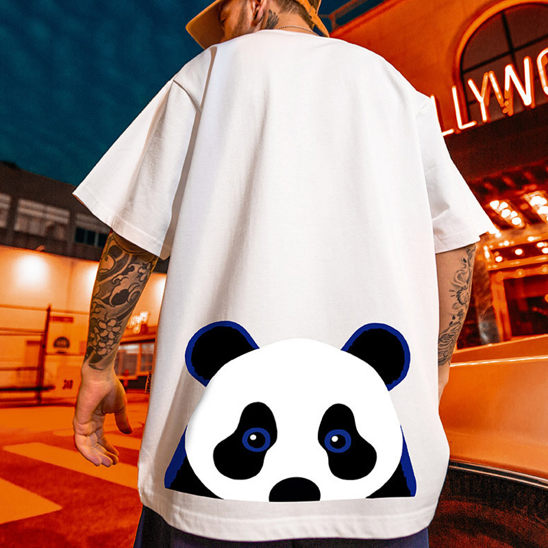 Graphic Tee With Panda Cartoon - Helloice Apparel