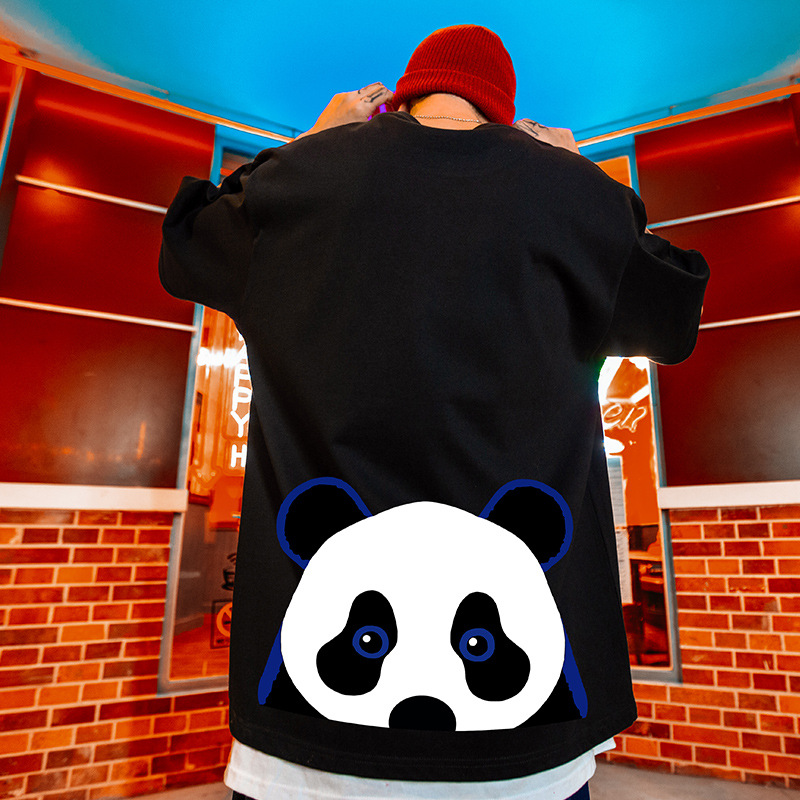 Graphic Tee With Panda Cartoon - Helloice Apparel