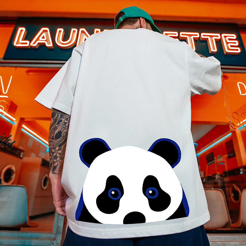 Graphic Tee With Panda Cartoon - Helloice Apparel